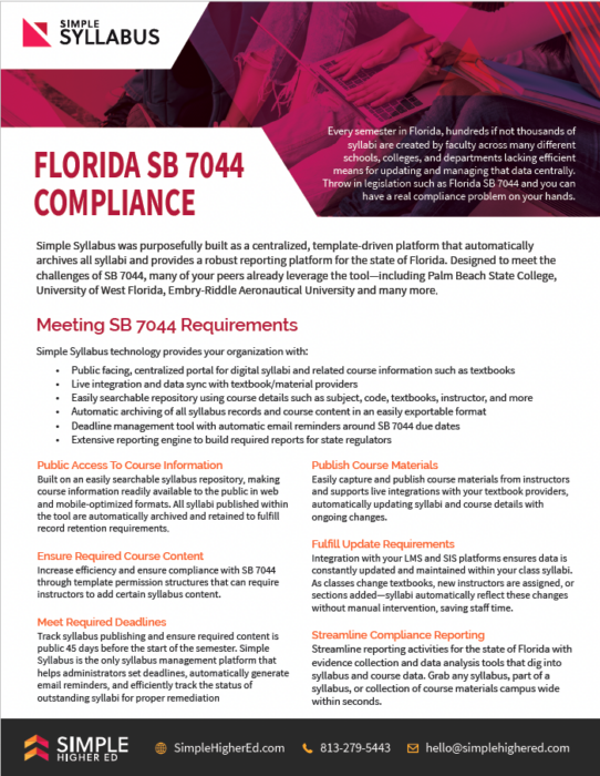 Florida SB 7044 Compliance - Simple Higher Ed