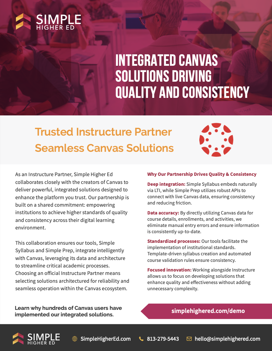 Canvas Partner: Syllabus & Course Readiness Solutions - Simple Higher Ed